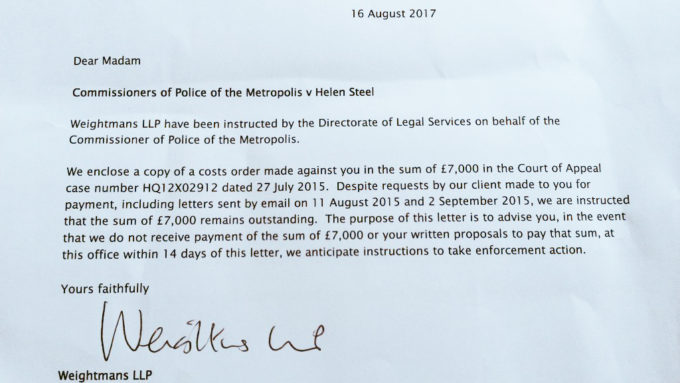 Police Demand Money From Compensated Spycops Victim